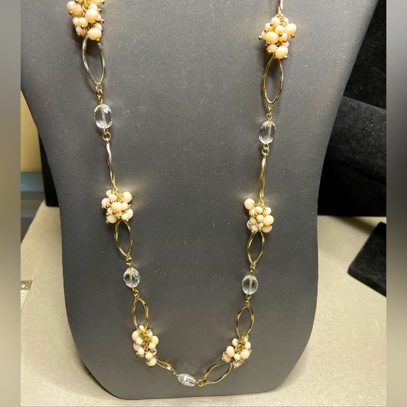 Jewelry | Crystal Peach Faceted Glass Bead Clusters Vintage 36 Oval ...